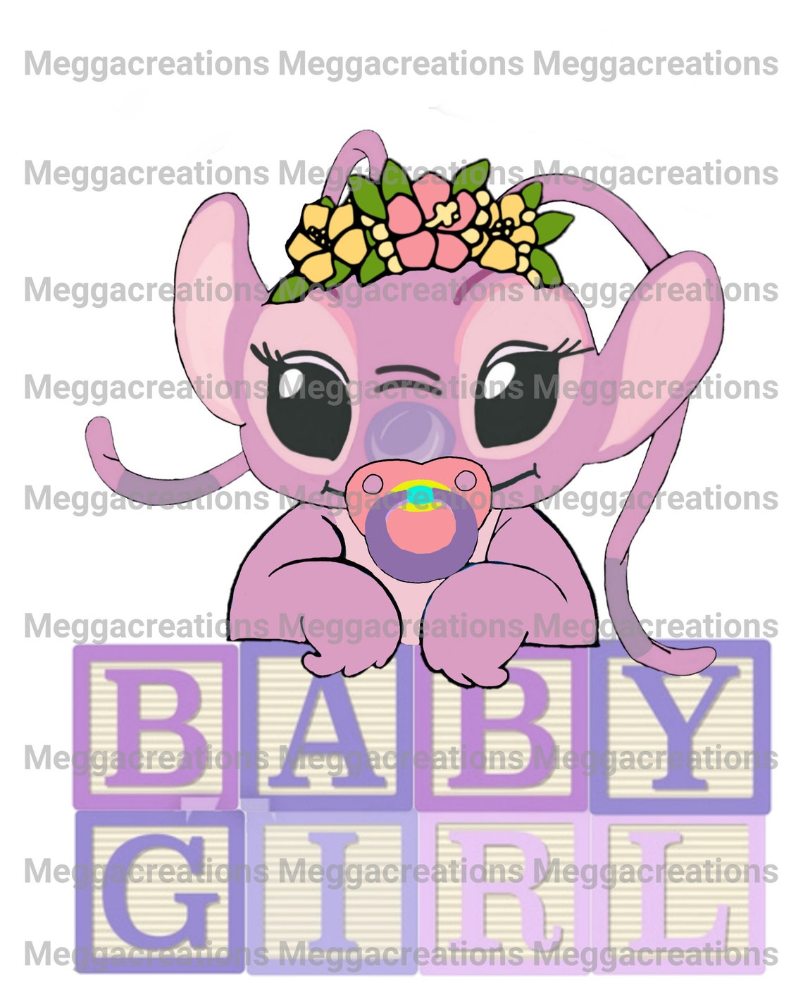 Baby Boy Stitch or Baby Girl Angel Centerpiece Double Sided - Etsy