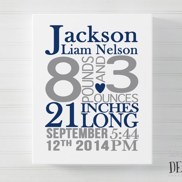Personalized Baby Boy Canvas - Etsy