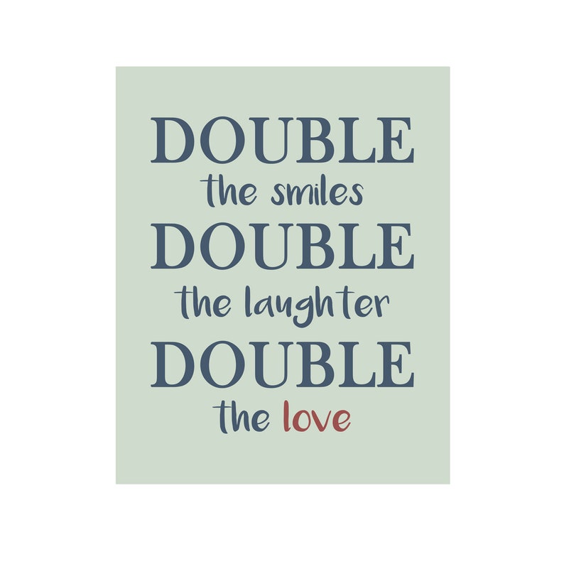 Twin Nursery Art Double the Love Print Twin Nursery Decor | Etsy