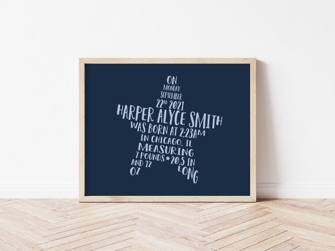 Star Nursery Decor, Space Nursery Art, Personalized Baby Birth Stats ...