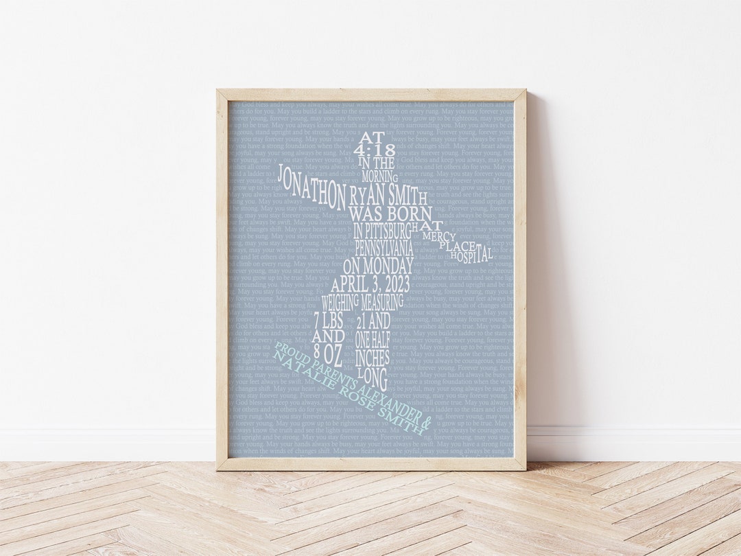 Snowboard Nursery Decor, Winter Sports Baby Birth Stats Wall Art ...