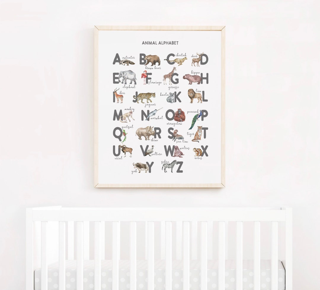 Animal Alphabet Print, Safari Animal Alphabet Wall Art, Animal ABC ...