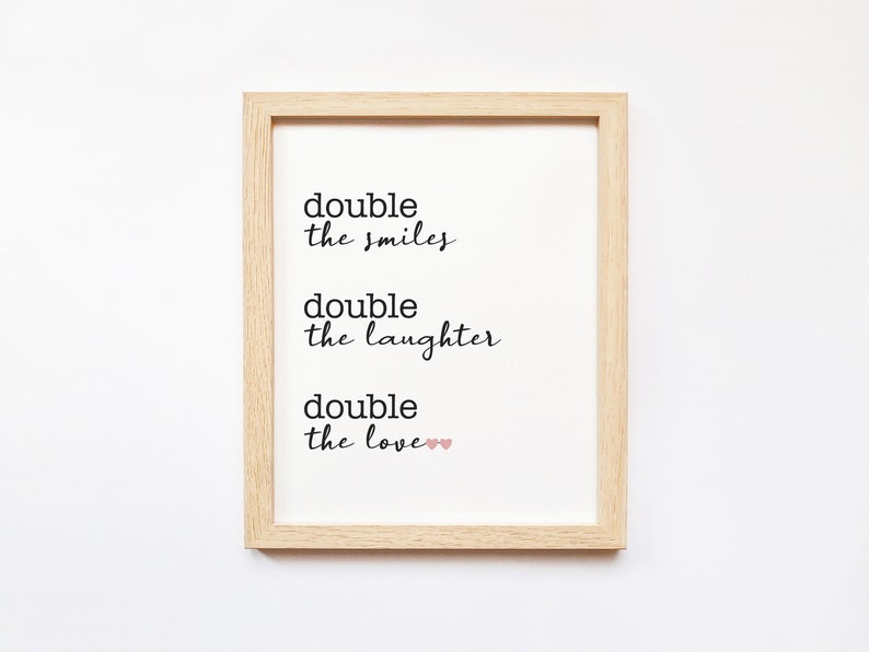 Twin Nursery Decor Double the Love Print Neutral Twin - Etsy
