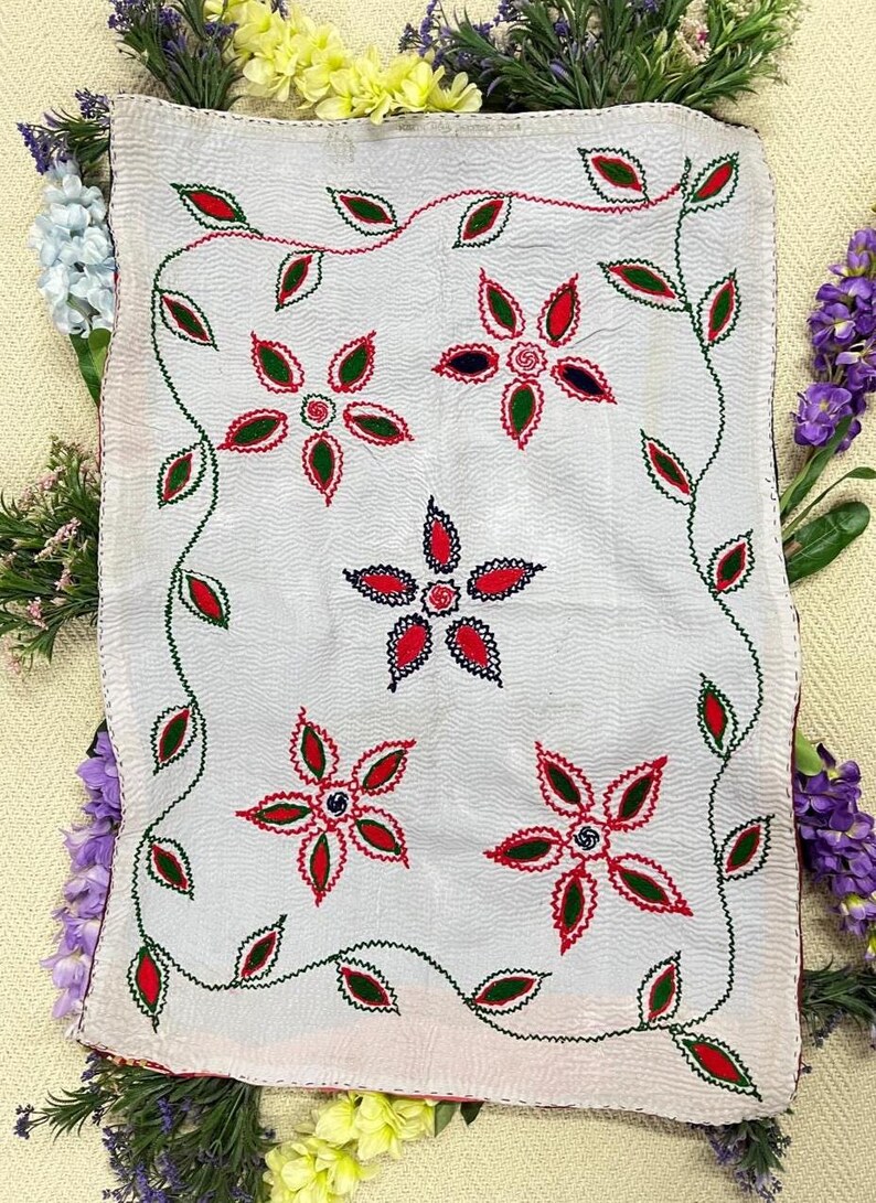 Semi Vintage Baby Kantha Quilted, Sashiko-style Nakshi Embroidery With ...