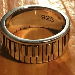 Piano Key Ring Sterling Silver Unique - Etsy