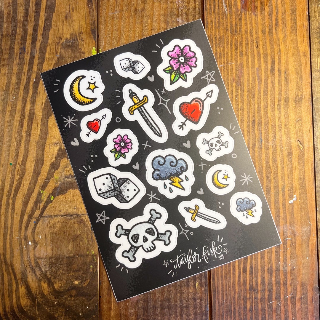 Tattoo Motifs Sticker Sheet - Etsy