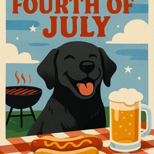 Cute Black Lab Celebrating Fourth of July Digital Download - Etsy