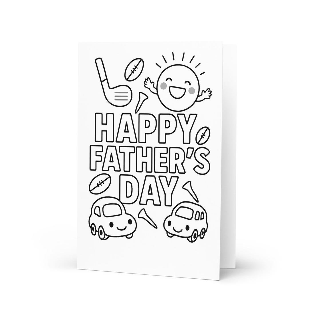 Father’s Day Coloring Page Card – Kids DIY Greeting Card - Etsy