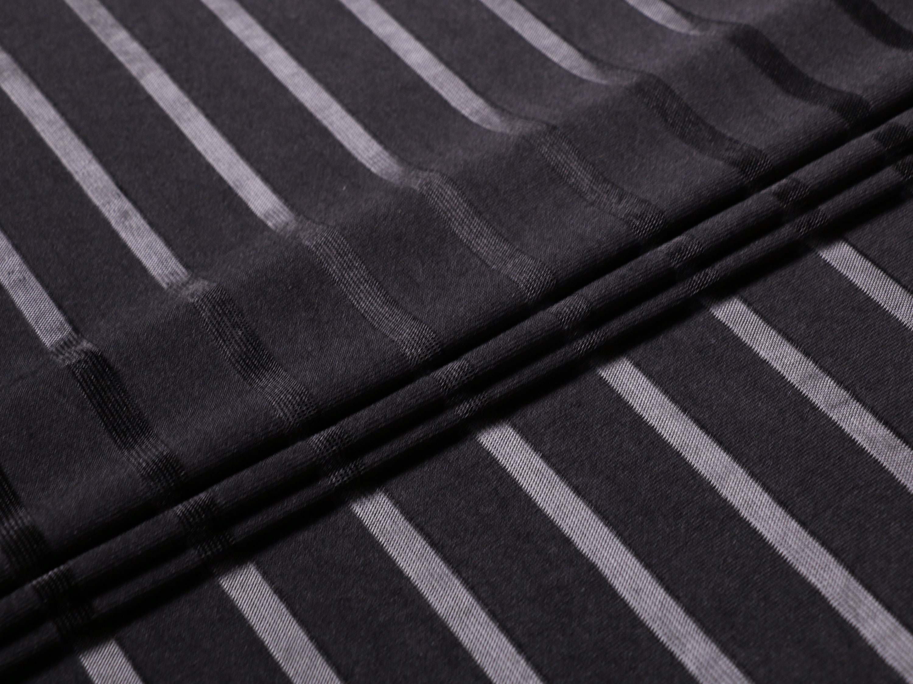 Jersey fabric Jacquard stripe design 4-way stretch Black | Etsy