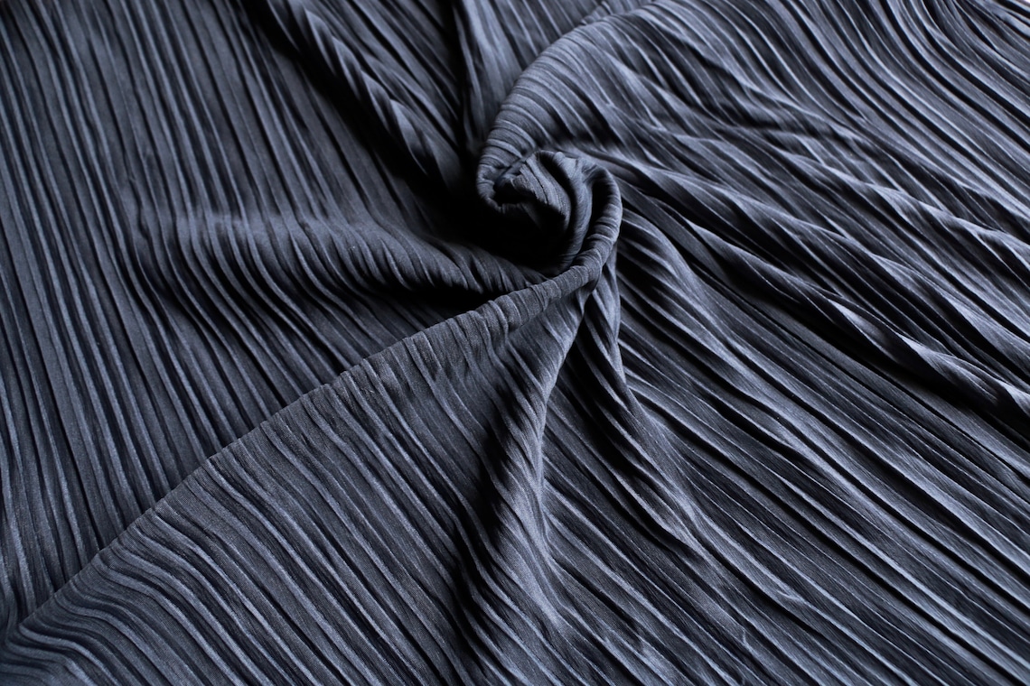 PLISSE CHIFFON FABRIC Pleated Design 2-Way Stretch Dark | Etsy