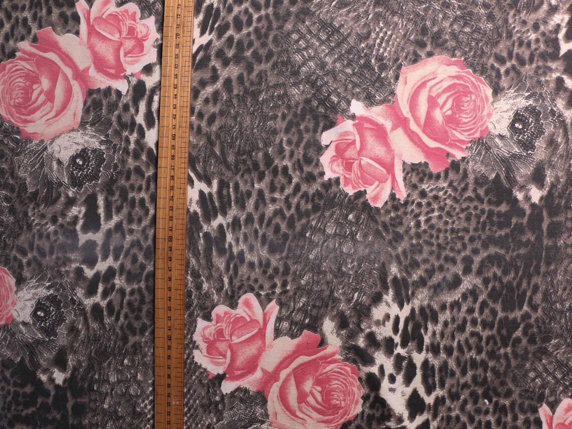 Ponte Roma Fabric Animal Print Design With Roses 2-way - Etsy