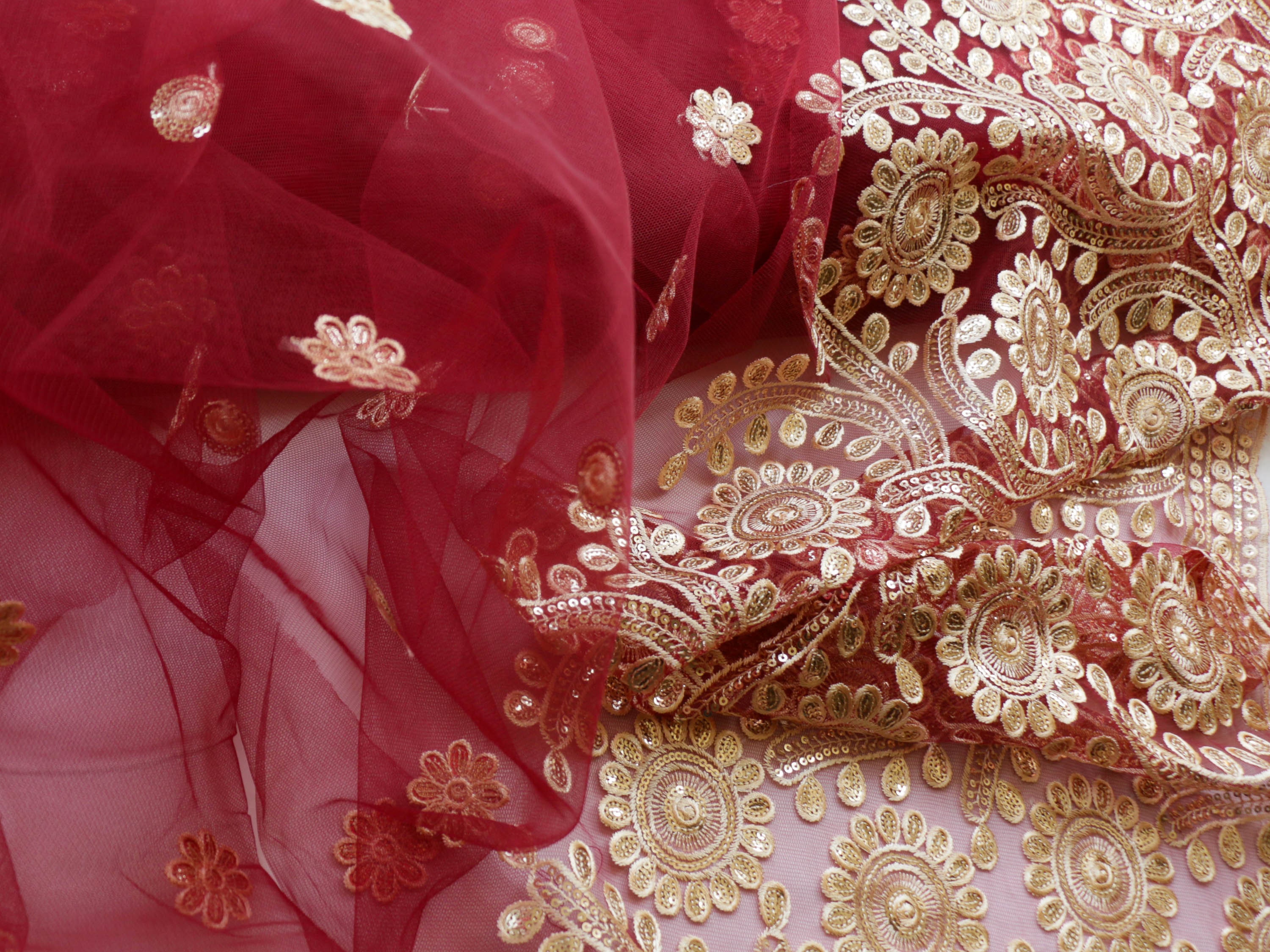 Sequin Mesh Fabric Embroidered Lace Maroon and Baby Pink | Etsy UK