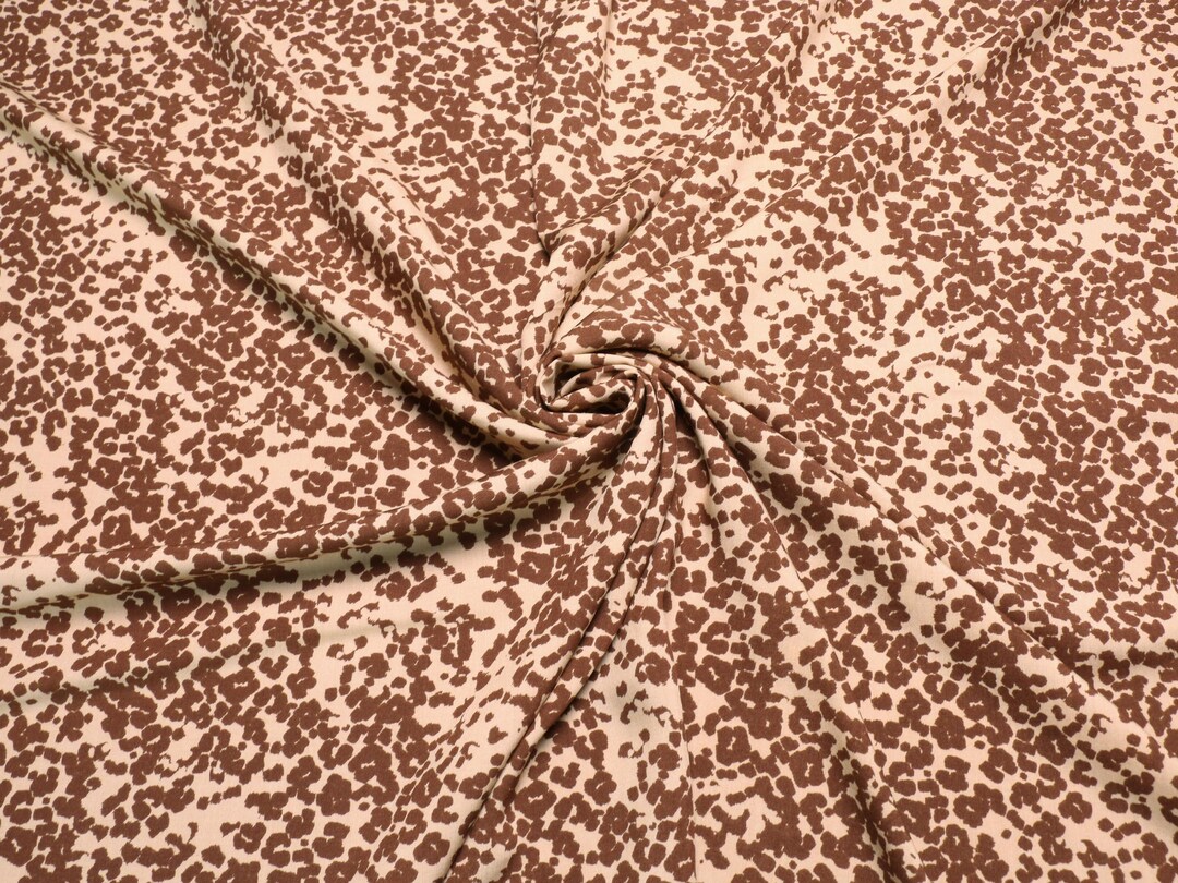 Viscose Challis Fabric Abstract Dots Caramel Brown, Beige Dress Fabric ...