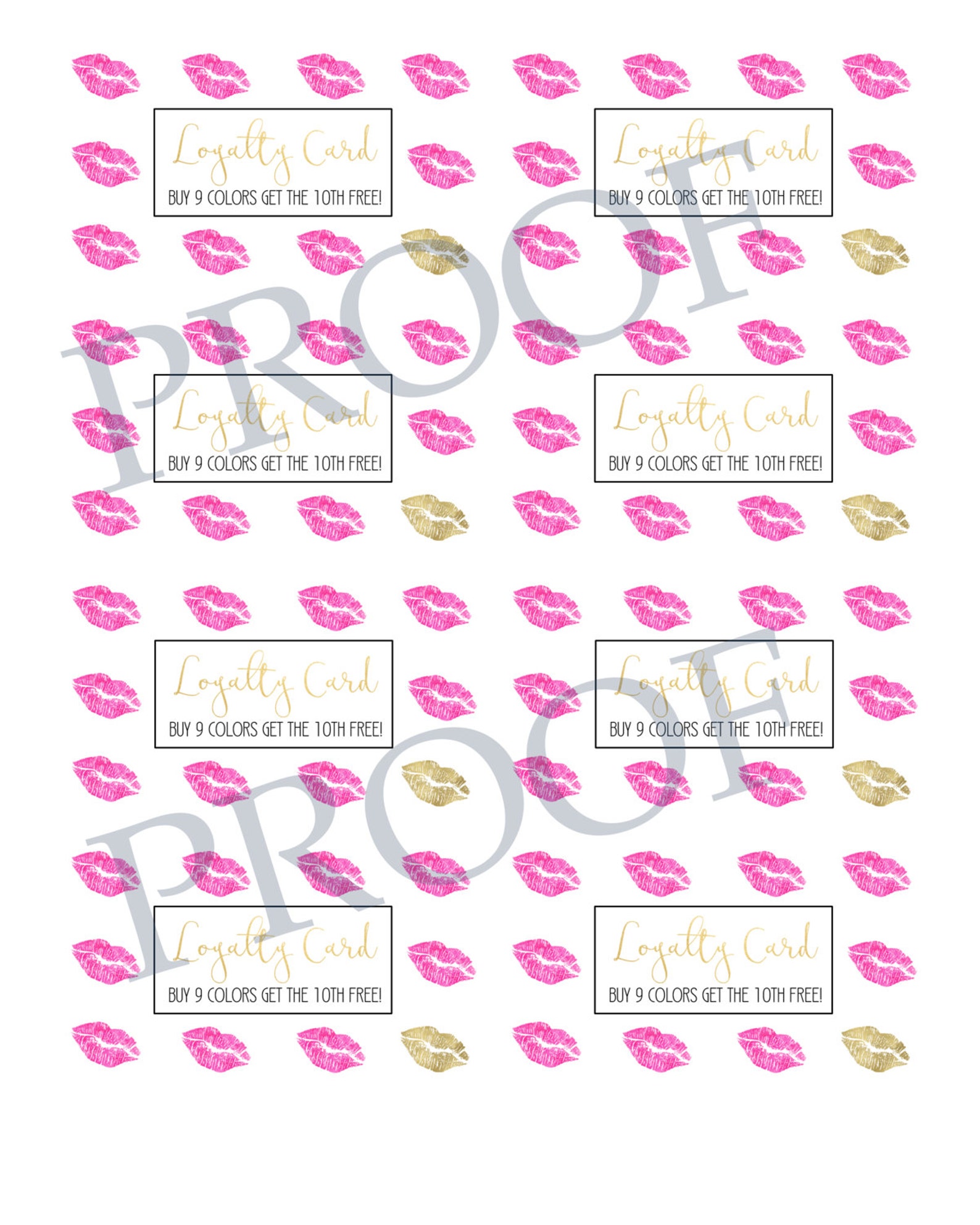Lipsense Loyalty Card. Gold/pink/black/lips - Etsy