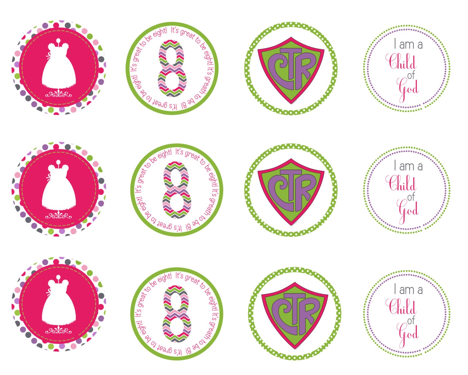 LDS Baptism Cupcake Toppers, Food Labels & Water Bottle Labels Kit ...