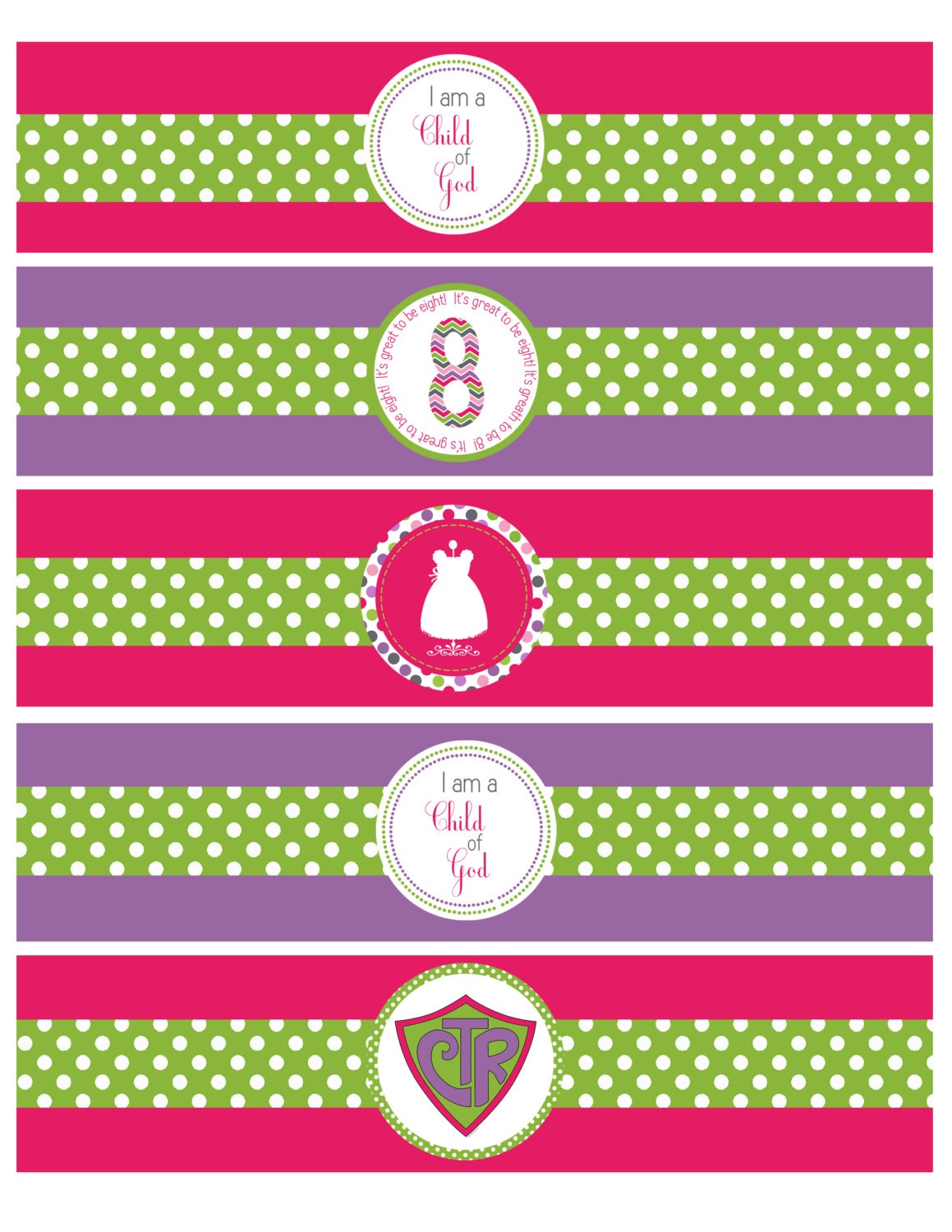 LDS Baptism Cupcake Toppers, Food Labels & Water Bottle Labels Kit ...