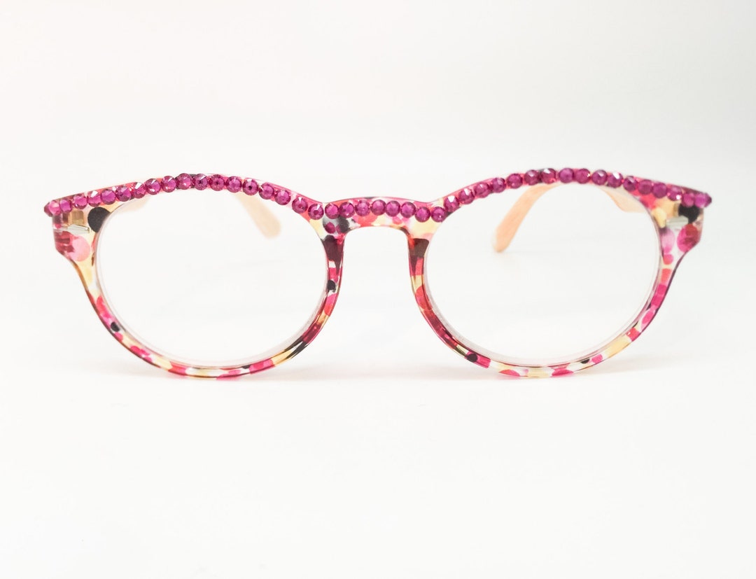Visualeyes - Fuchusia (pink Colored Online Glasses With Swarovski) - Etsy