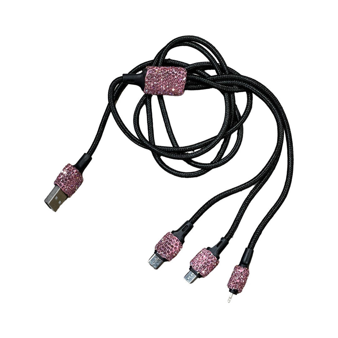 Pink Crystal Bling Rhinestone 3 in 1 USB Diamond Phone Charger - Etsy