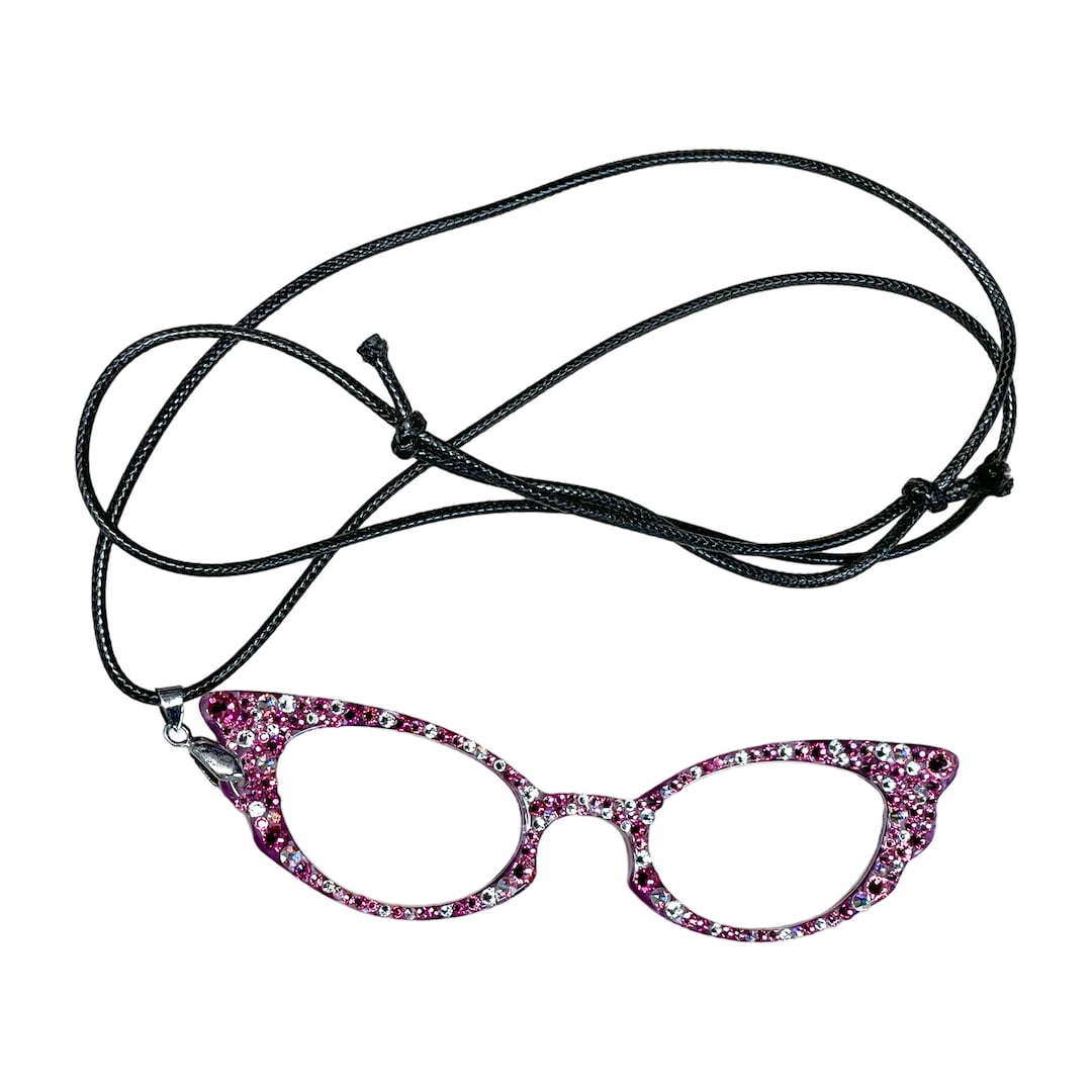 Magnifier Monocle Necklace W/pink Mix of Crystal Rhinestones - Etsy