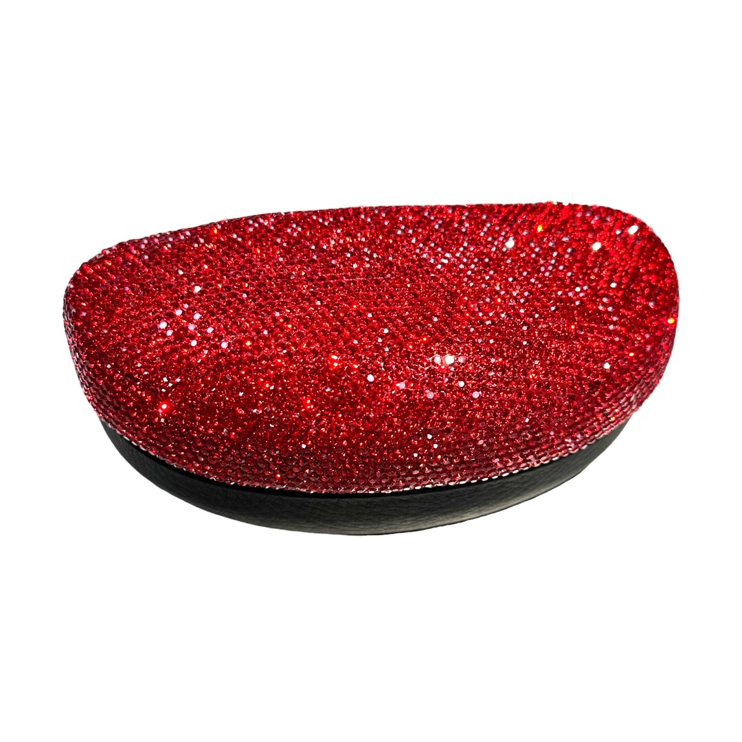 Elegant Hard Shell Sunglass Case With Red Crystal Rhinestones ...