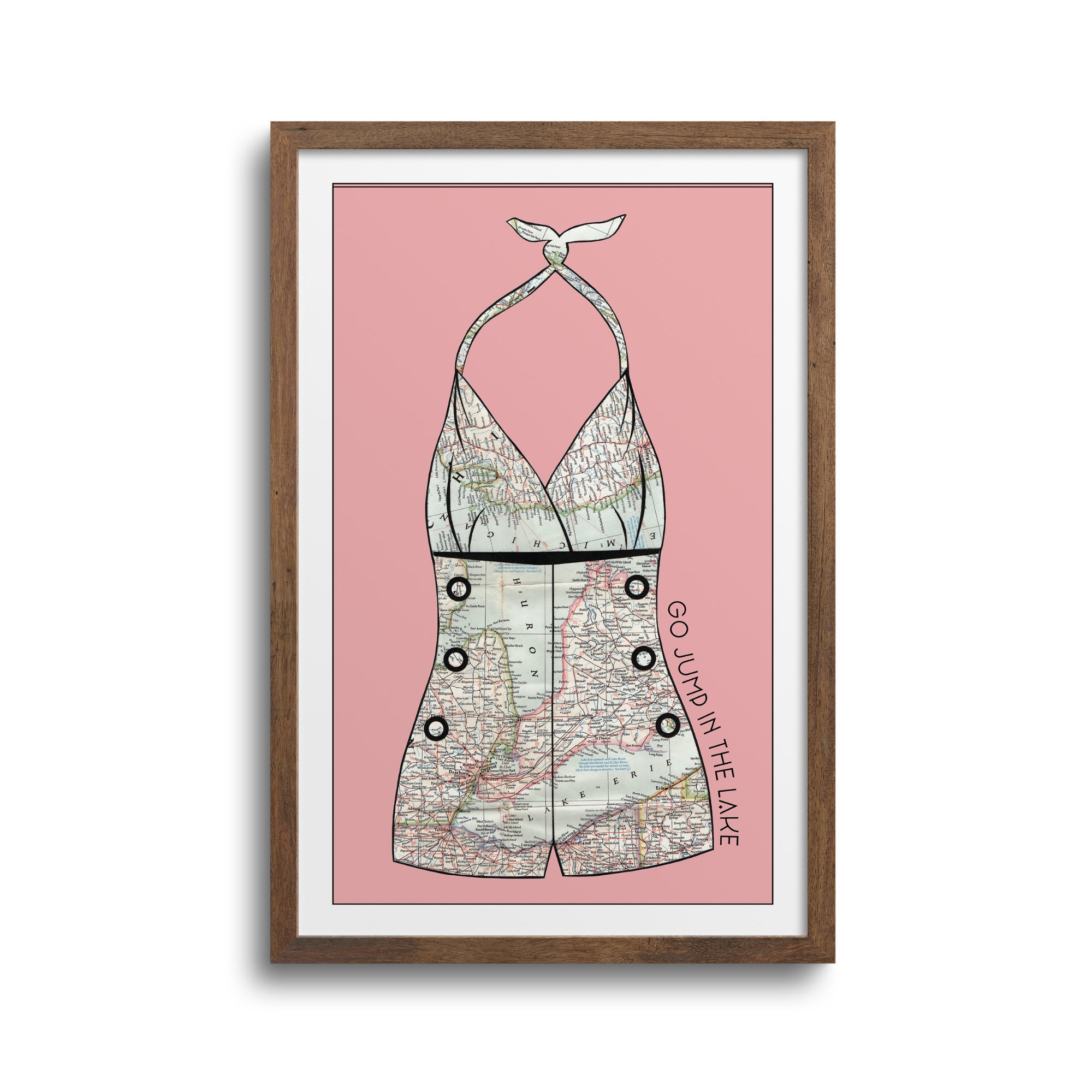 The Great Lakes Bathing Suit Art Print - Retro Bathing Suit, Lake Art ...