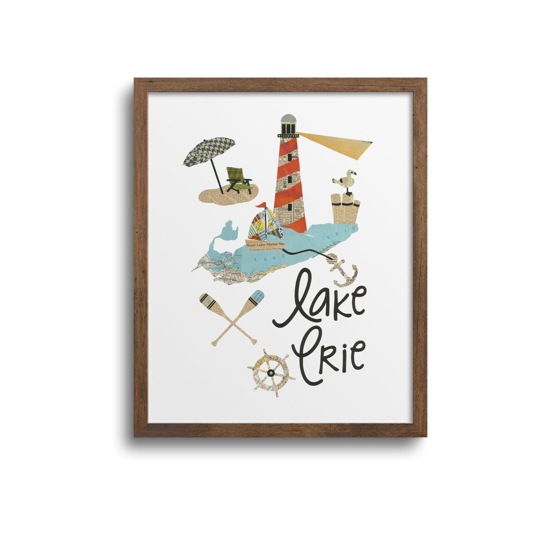 Lake Erie Lighthouse Prints | Notecards - Lake Erie Poster, Great Lakes ...