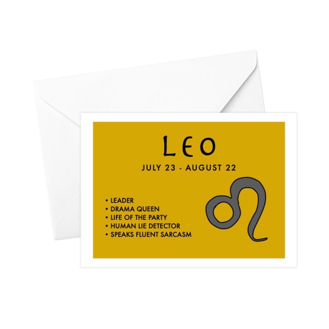 Leo Zodiac Sign Birthday Card - Funny Birthday Card, Leo Birthday Card ...
