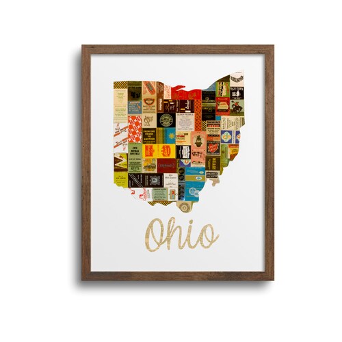 Ohio Flag Prints Notecards Ohio Flag Poster Ohio Map Art - Etsy