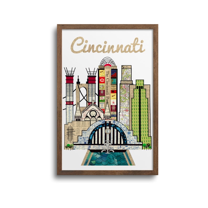 Cincinnati Skyline Art Print Notecards Magnet Cincinnati - Etsy
