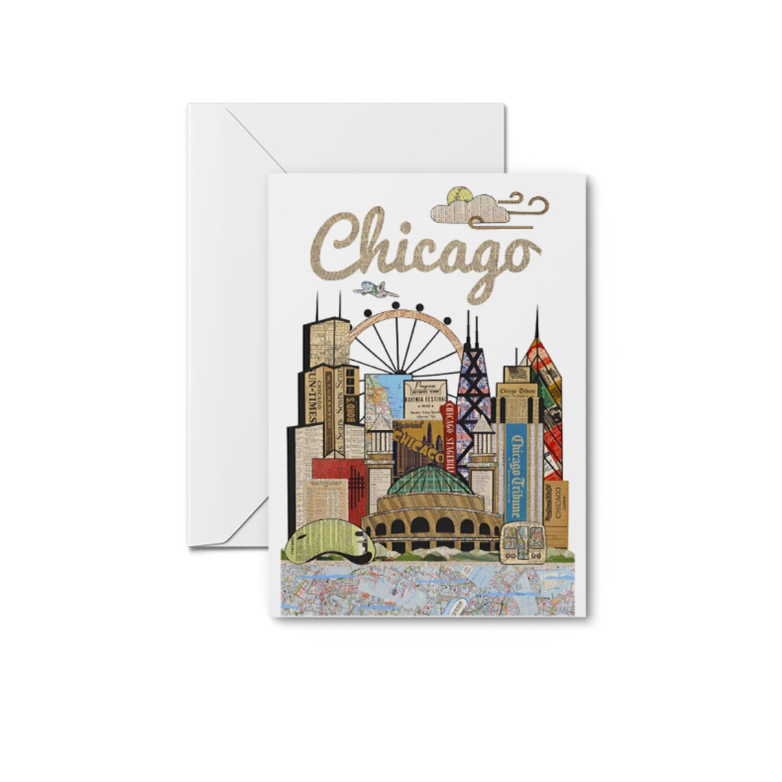 Chicago Vertical Skyline Poster - Chicago City Print, Chicago Cityscape ...