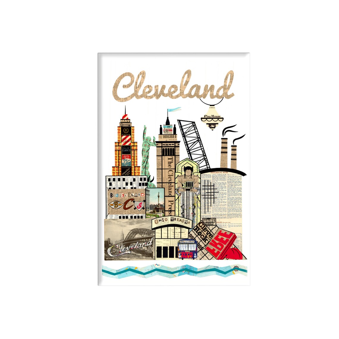 Cleveland Ohio Skyline Poster Notecards Sticker Magnet - Etsy
