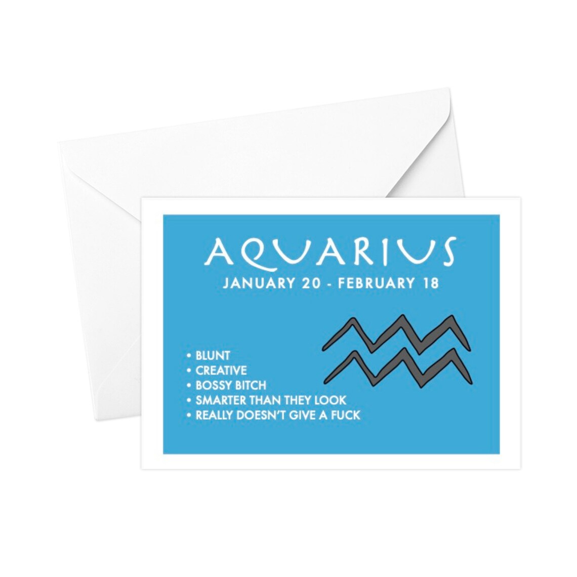 Aquarius Zodiac Sign Birthday Card Funny Birthday Card - Etsy