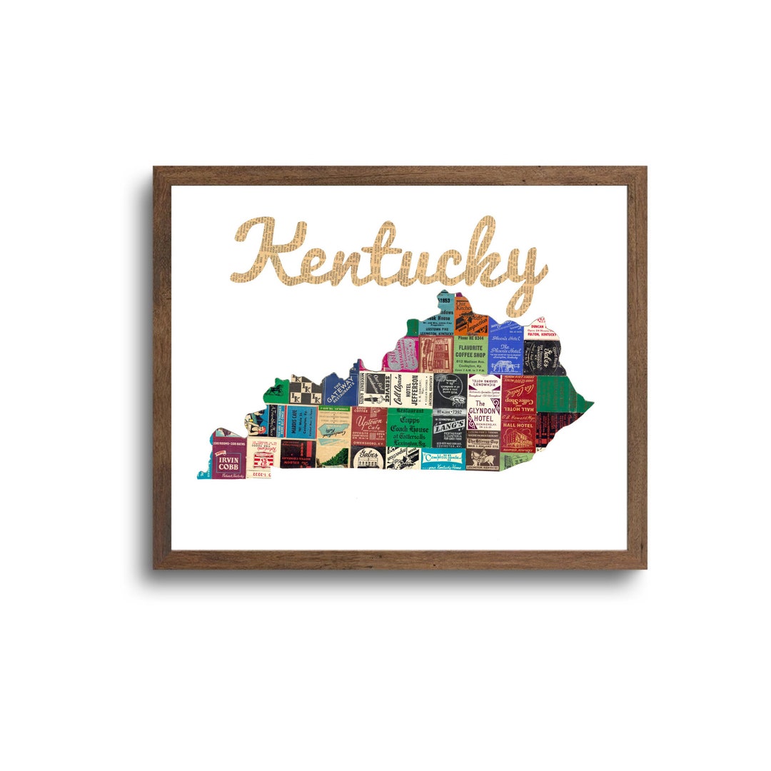 Kentucky Map Poster | Notecards - Kentucky Map Print, Kentucky Art ...