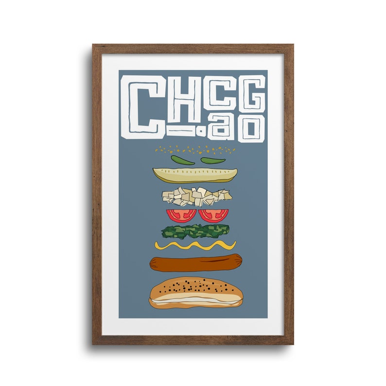 Chicago Hot Dog Art Print - Chicago Poster, Chicago Dog, Chicago Style ...