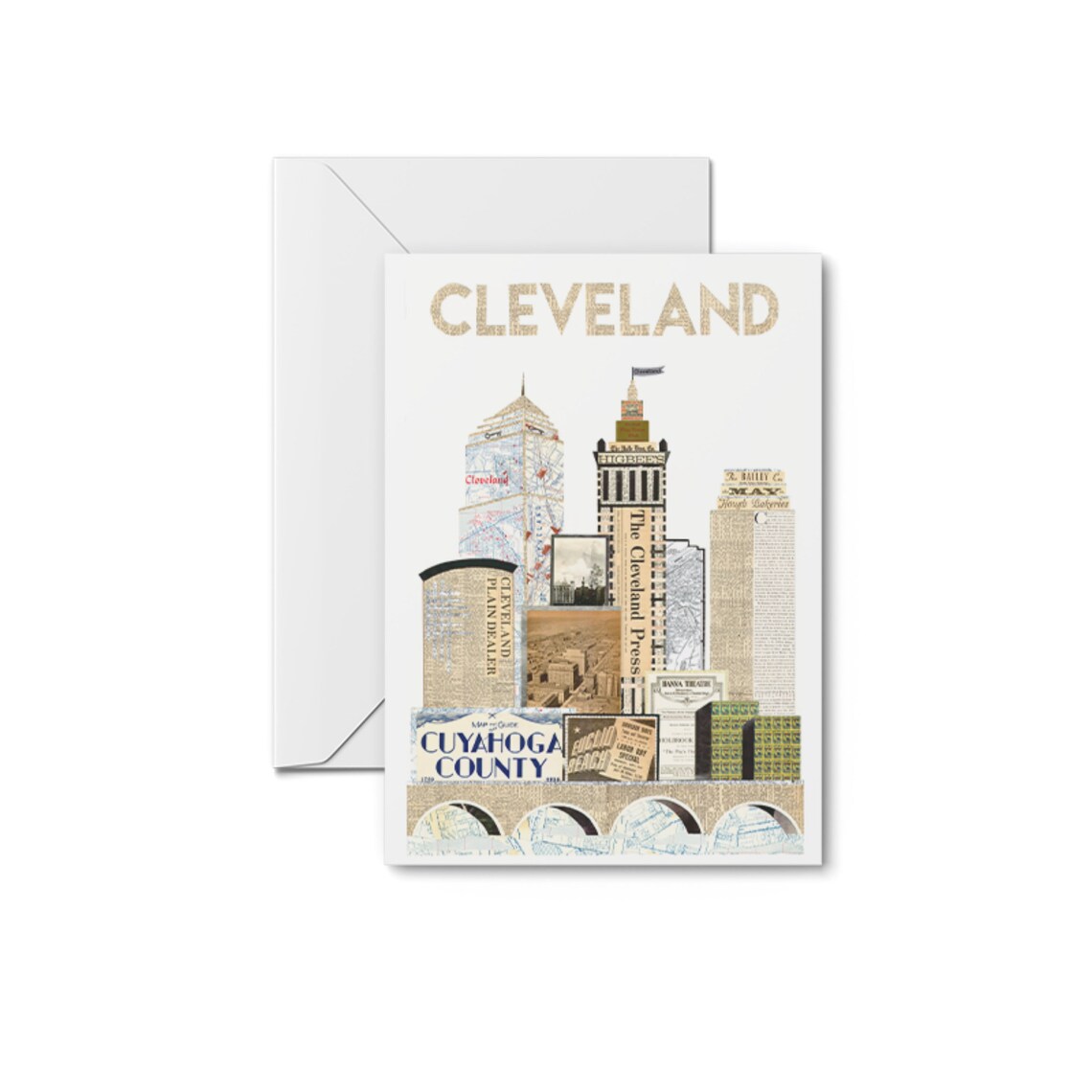 Traditional Cleveland Skyline Special Edition Print | Notecards ...