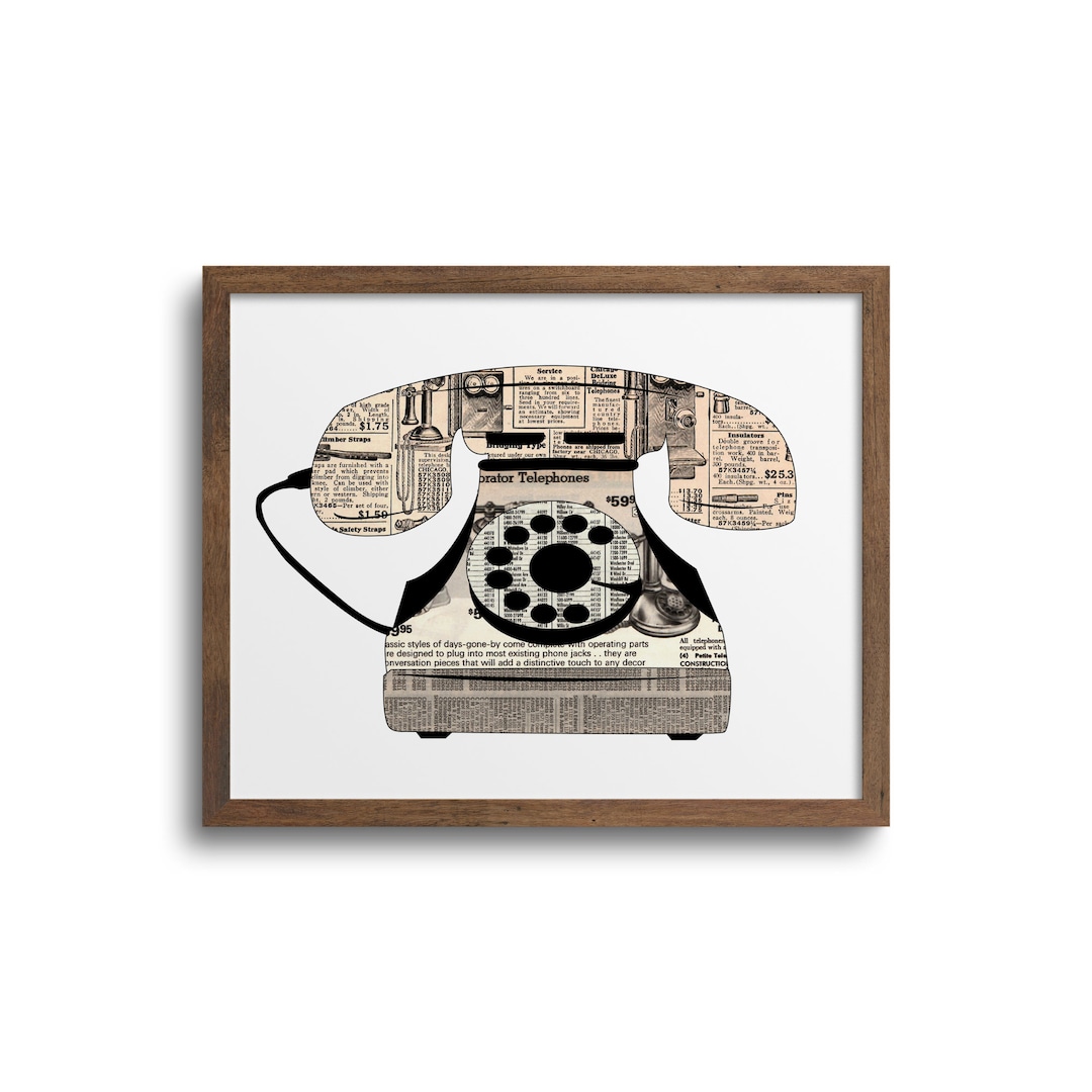 Retro Phone Art Print - Vintage Phone Art Print, Telephone Print, Retro ...