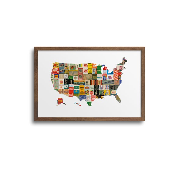 USA Map Print Notecards United States Poster USA Cards | Etsy