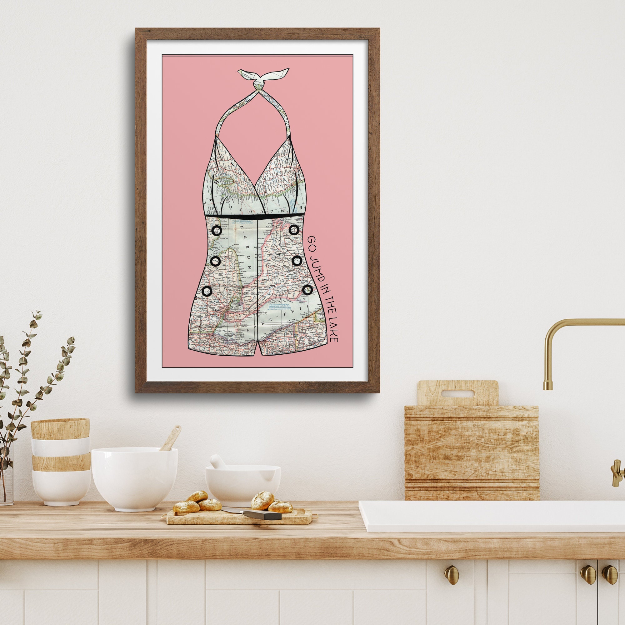 The Great Lakes Bathing Suit Art Print - Retro Bathing Suit, Lake Art ...