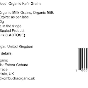 15g Organic Certified Milk Kefir Grains (UKAS Lab Tested) by ...