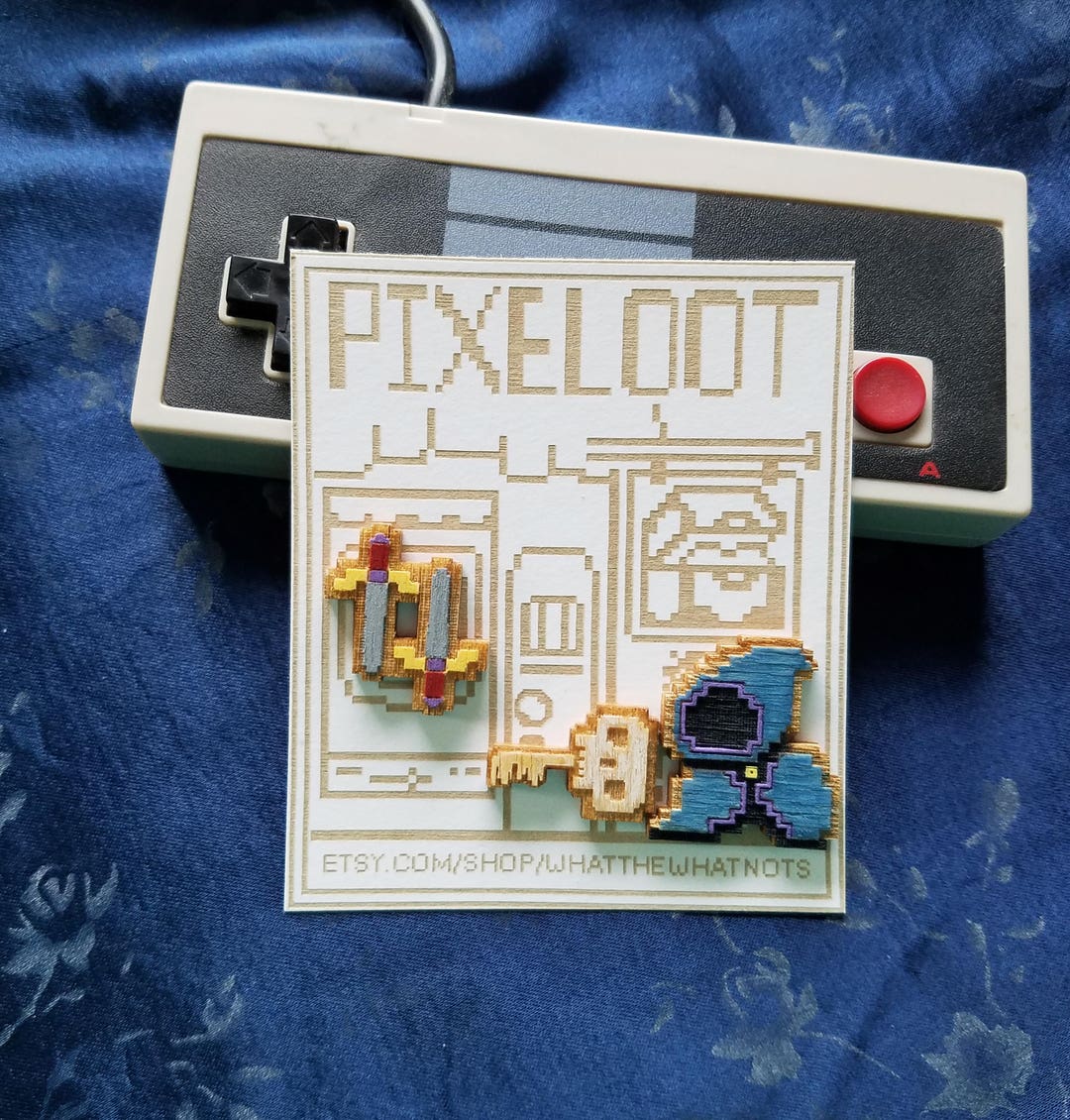 8 Bit Rogue Lapel Pin Set - Classic Video Game Thief Inspired Wood Pin ...