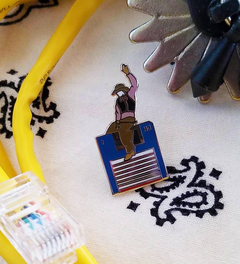 Floppy Disk Cowboy Hard Enamel Lapel Pin - Etsy
