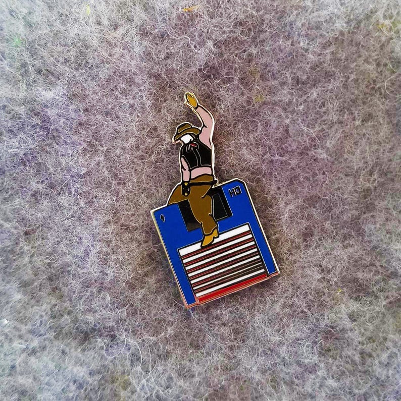 Floppy Disk Cowboy Hard Enamel Lapel Pin - Etsy