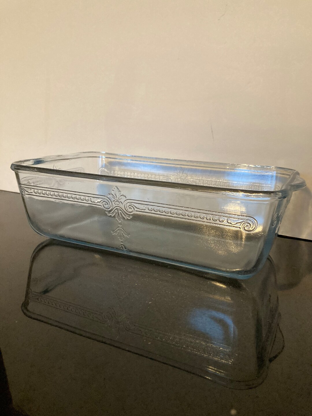 Blue Fire King Philbe Pattern Depression Glass Loaf Pan Bread Baking ...