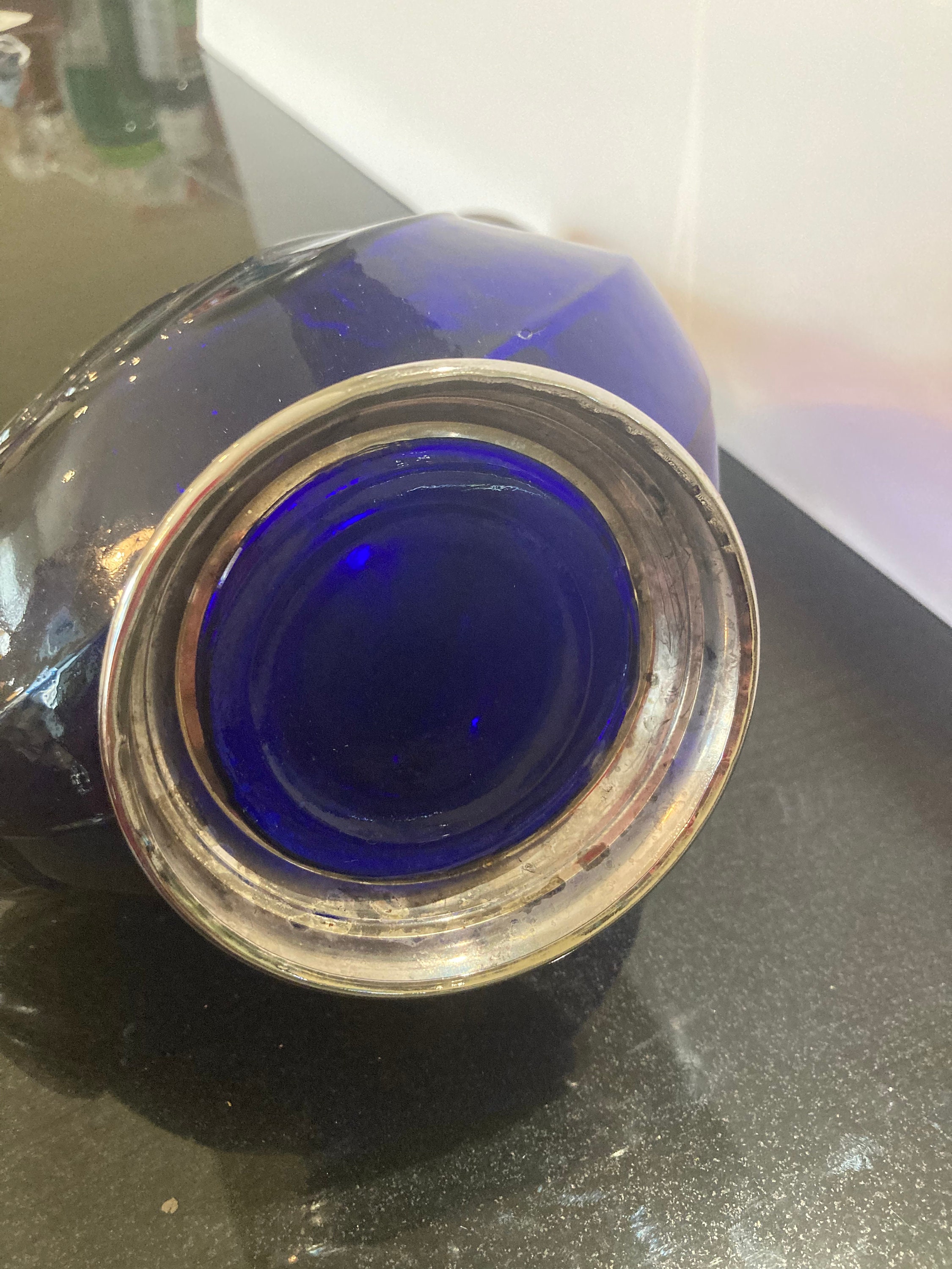 Rare Blue Glass Duck Decanter Cocktail Juice Pitcher Bird Shaped ...