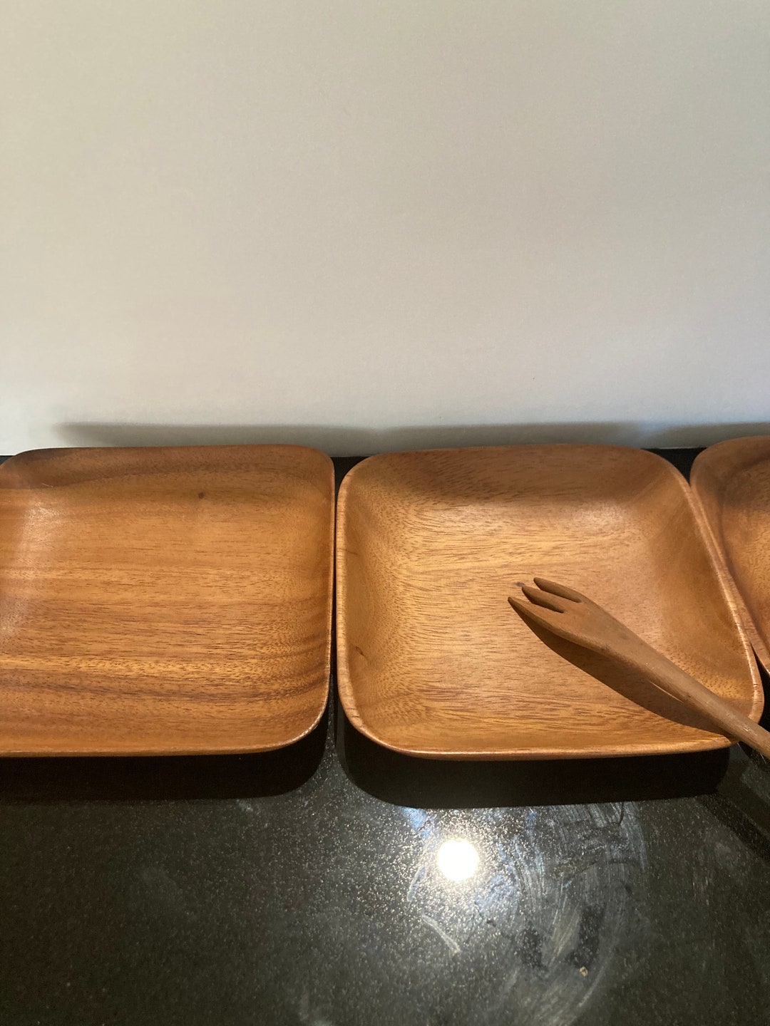 Teak Snack Plates Wooden Square Appetizer Plates Hawaiian Tiki Bar ...