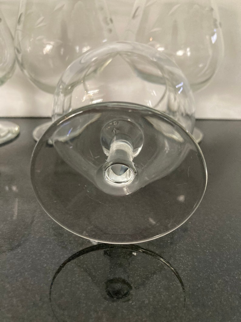 5 Crystal Brandy Glasses Footed Princess House Heritage Glasses Etched ...