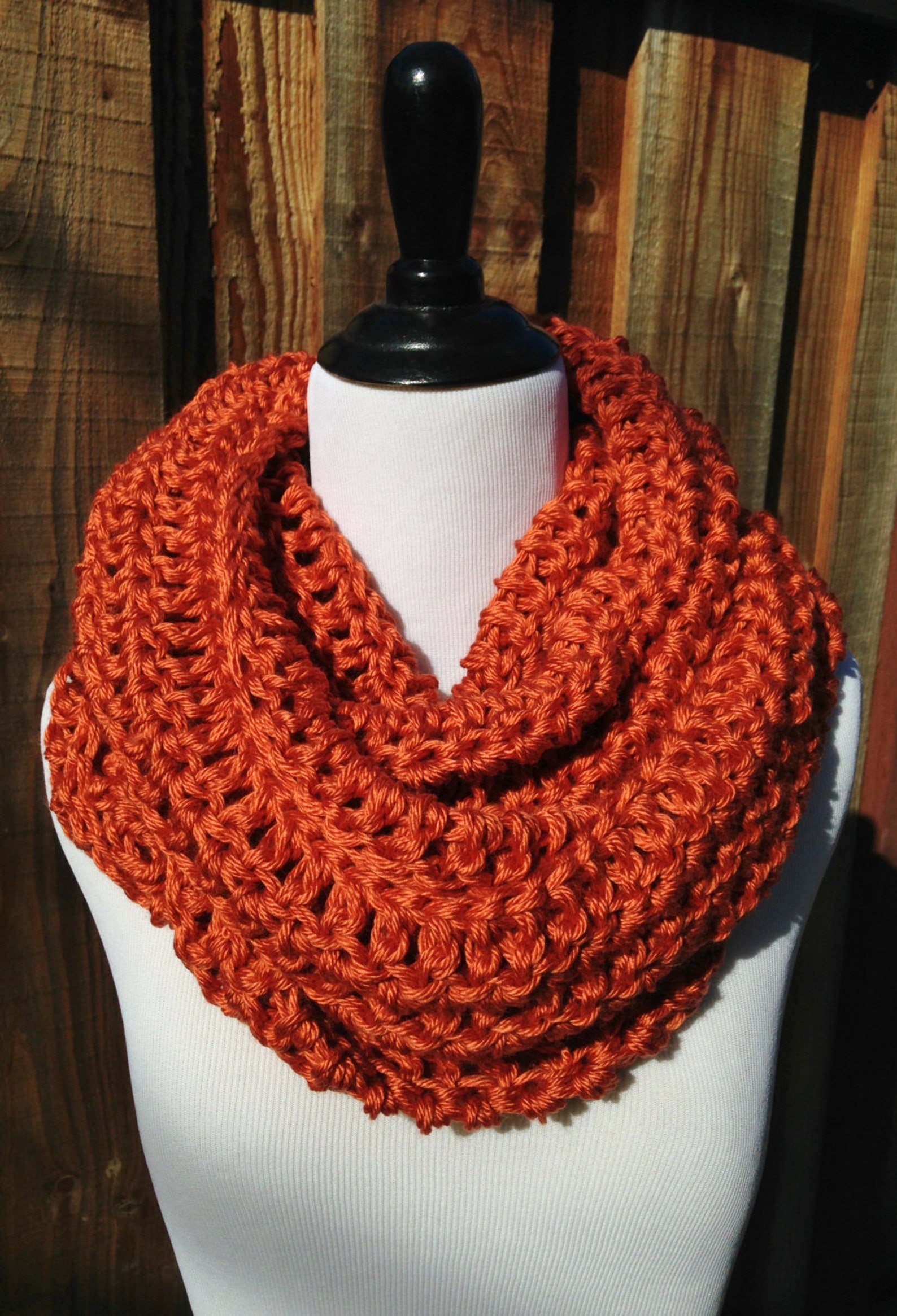 Burnt Orange Crochet Infinity Scarf: Extra Long Acrylic Winter Scarf - Etsy
