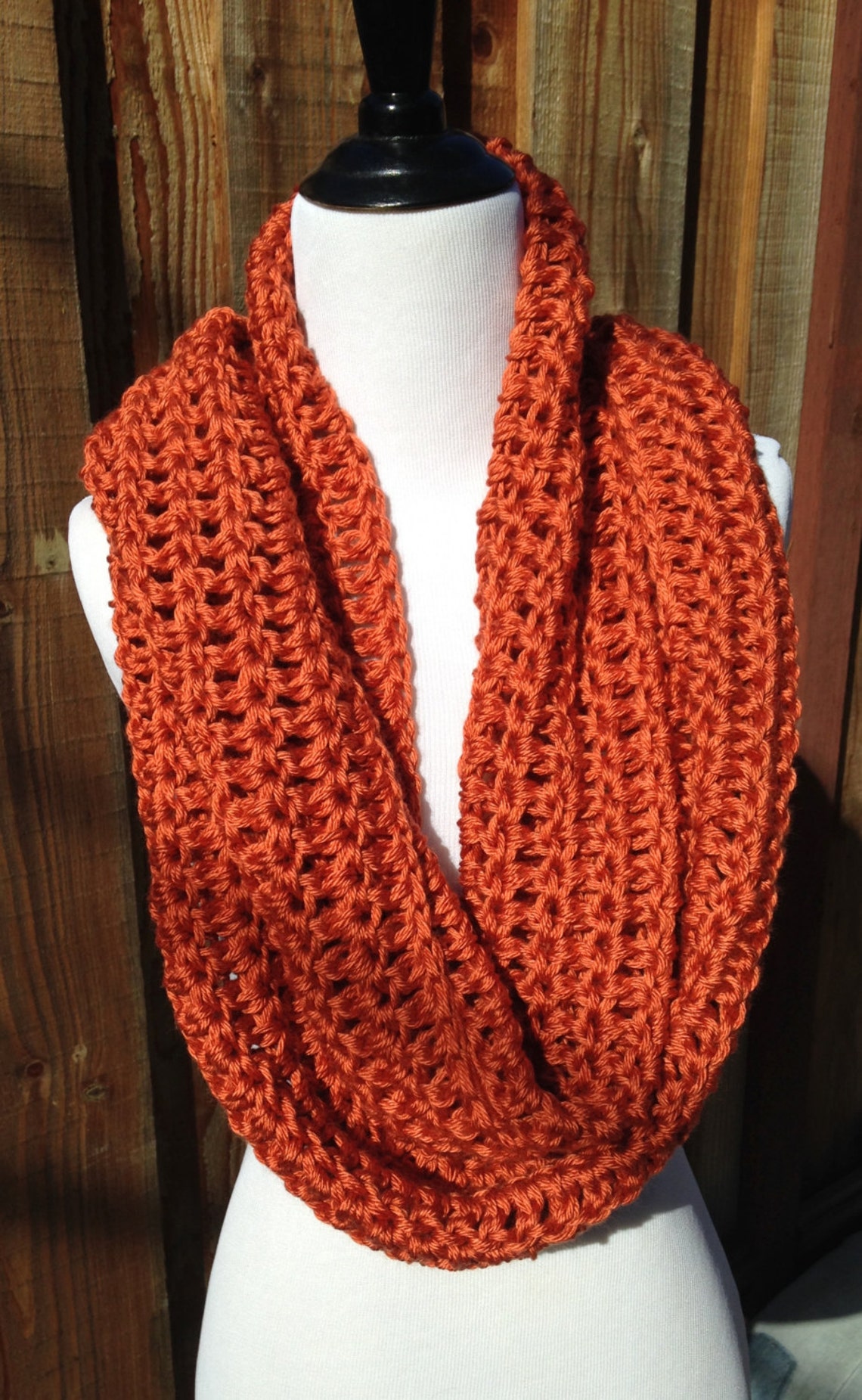 Burnt Orange Crochet Infinity Scarf: Extra Long Acrylic Winter Scarf - Etsy