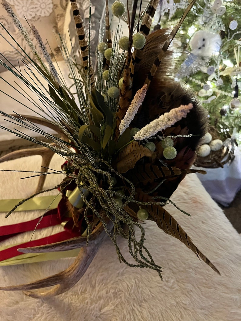 Pheasant Feather Deer Antler Tree Topper - Etsy