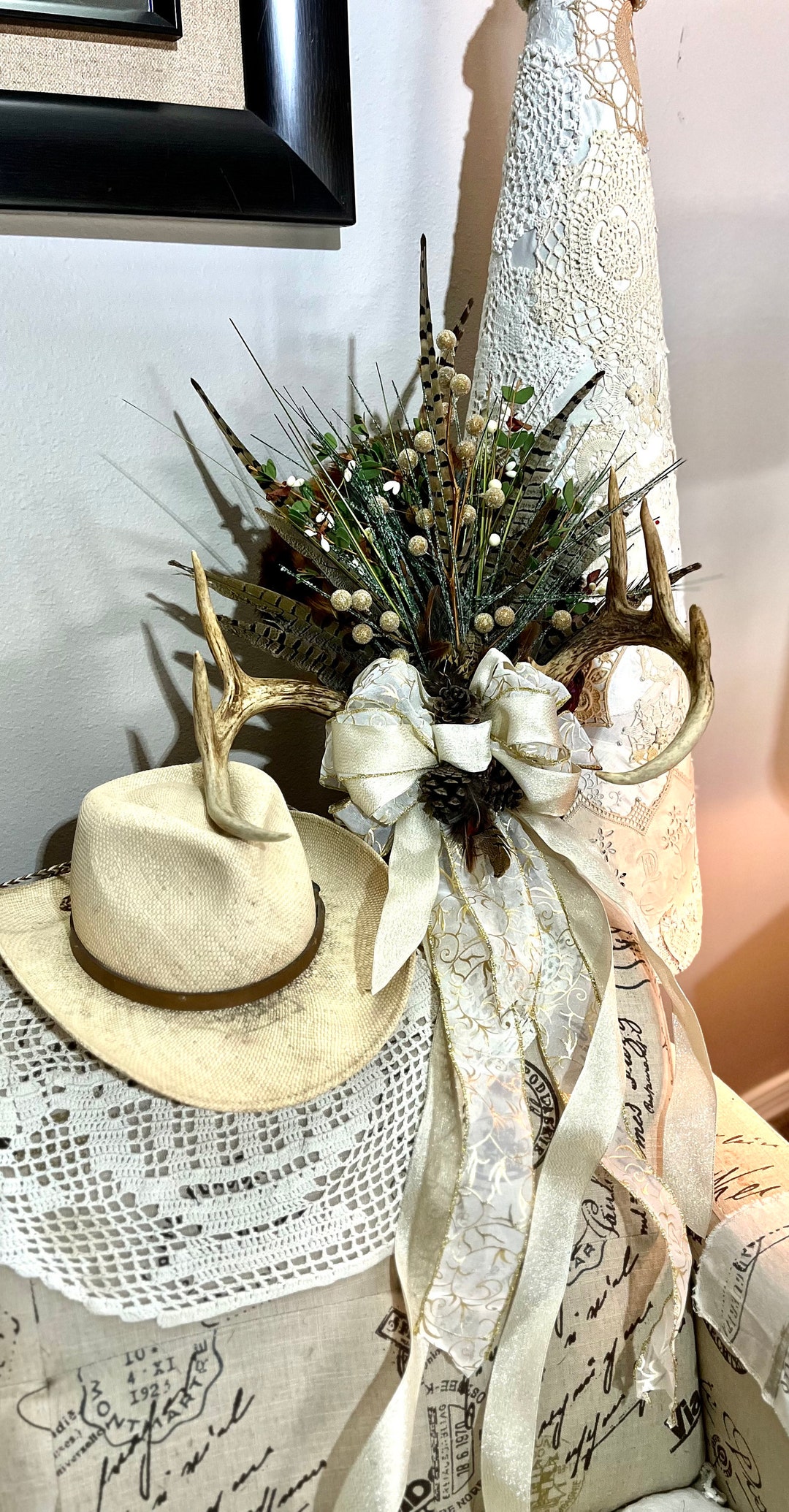 Pheasant Feather Deer Antler Tree Topper - Etsy